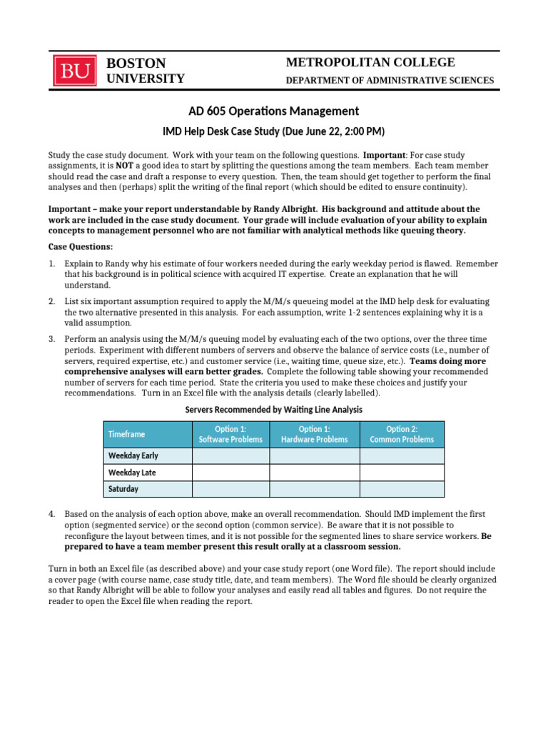 IMD Case Study Questions | PDF