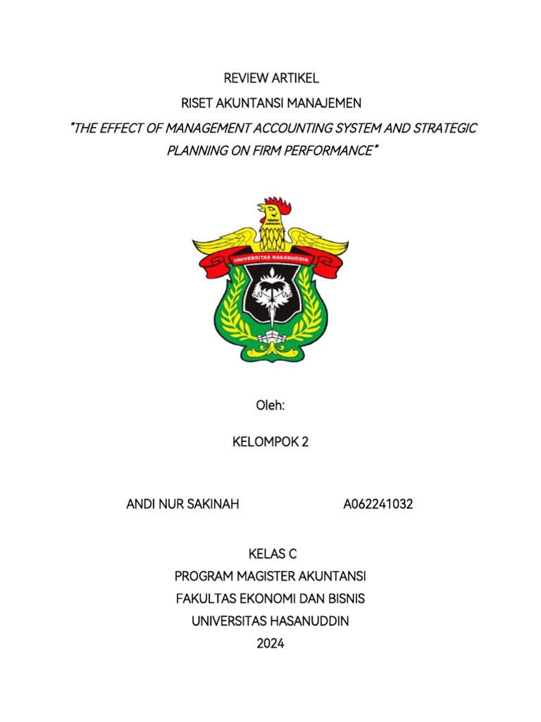 Review Artikel Riset Akuntansi Manajemen | PDF