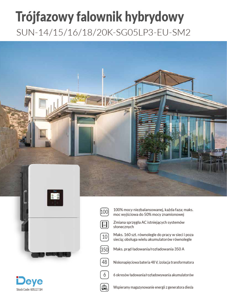 Karta Katalogowa Deye SUN 1420K SG05LP3 EU SM2 | PDF