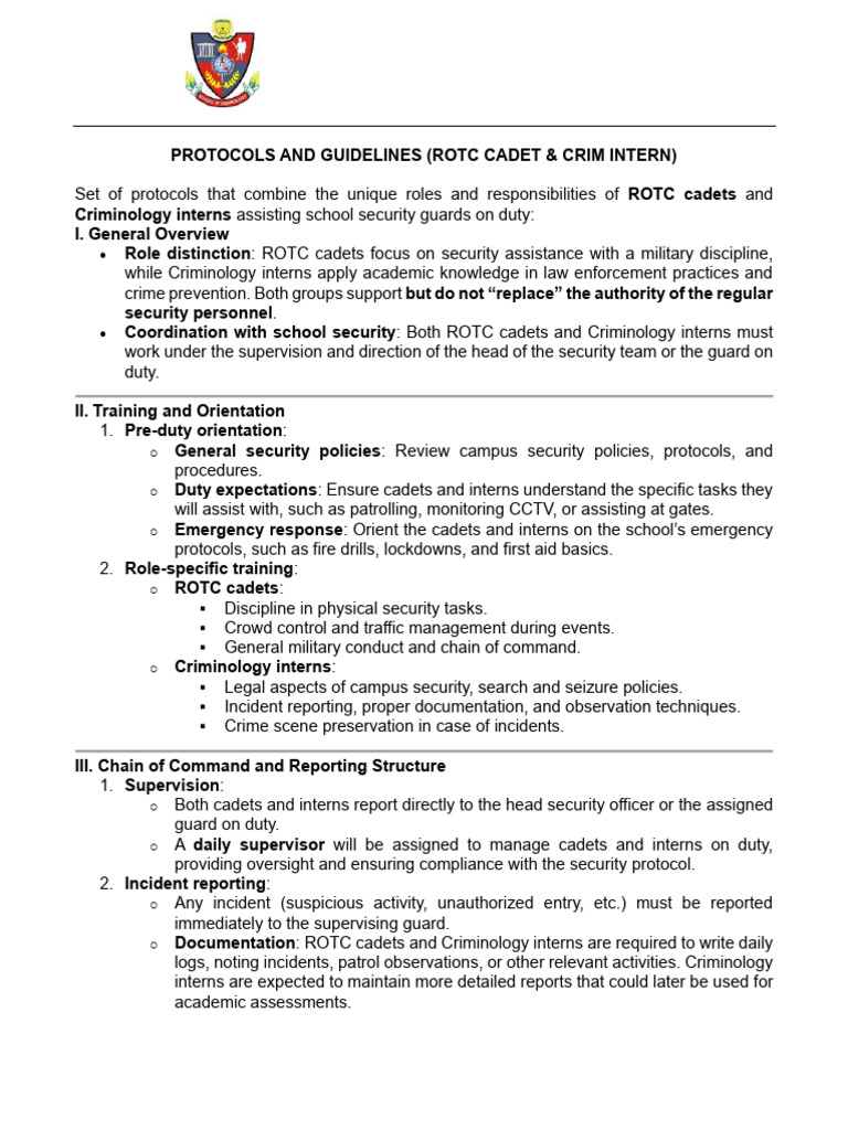 PROTOCOLS AND GUIDELINES Both ROTC Interns | PDF