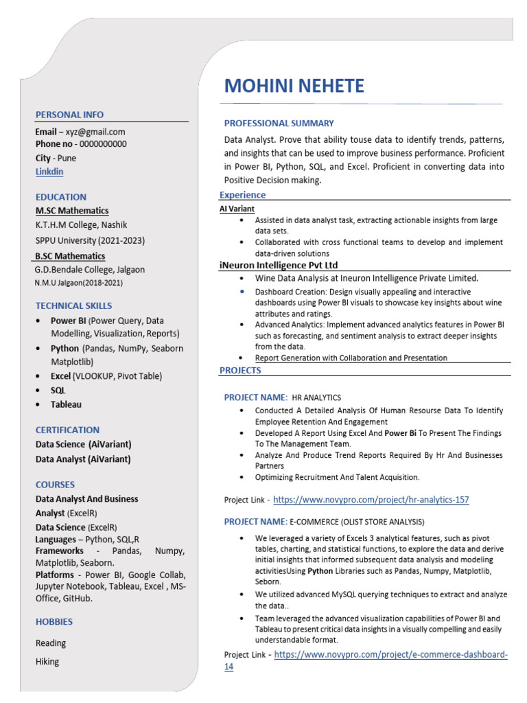 DA-Resume Template 1 | PDF