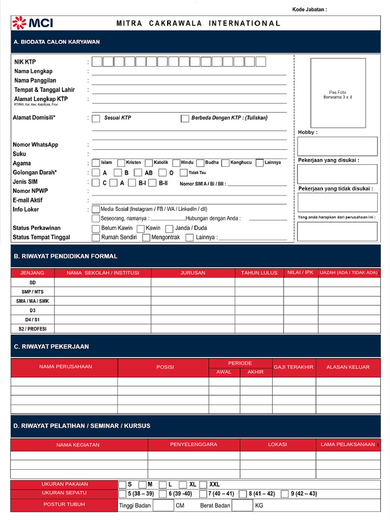Biodata New MCI | PDF