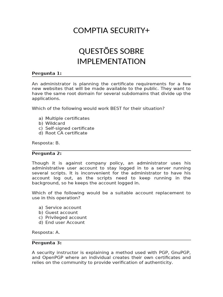 Simulado - Implementation - en - Security + | PDF