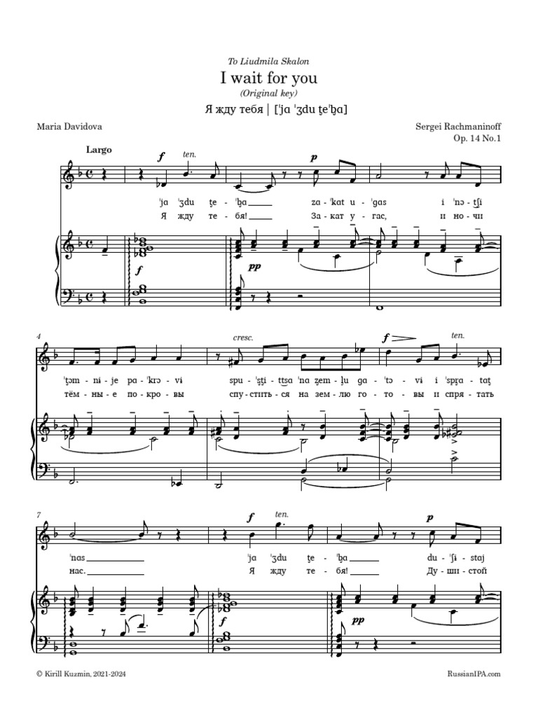 Rachmaninoff - I Wait For You | PDF