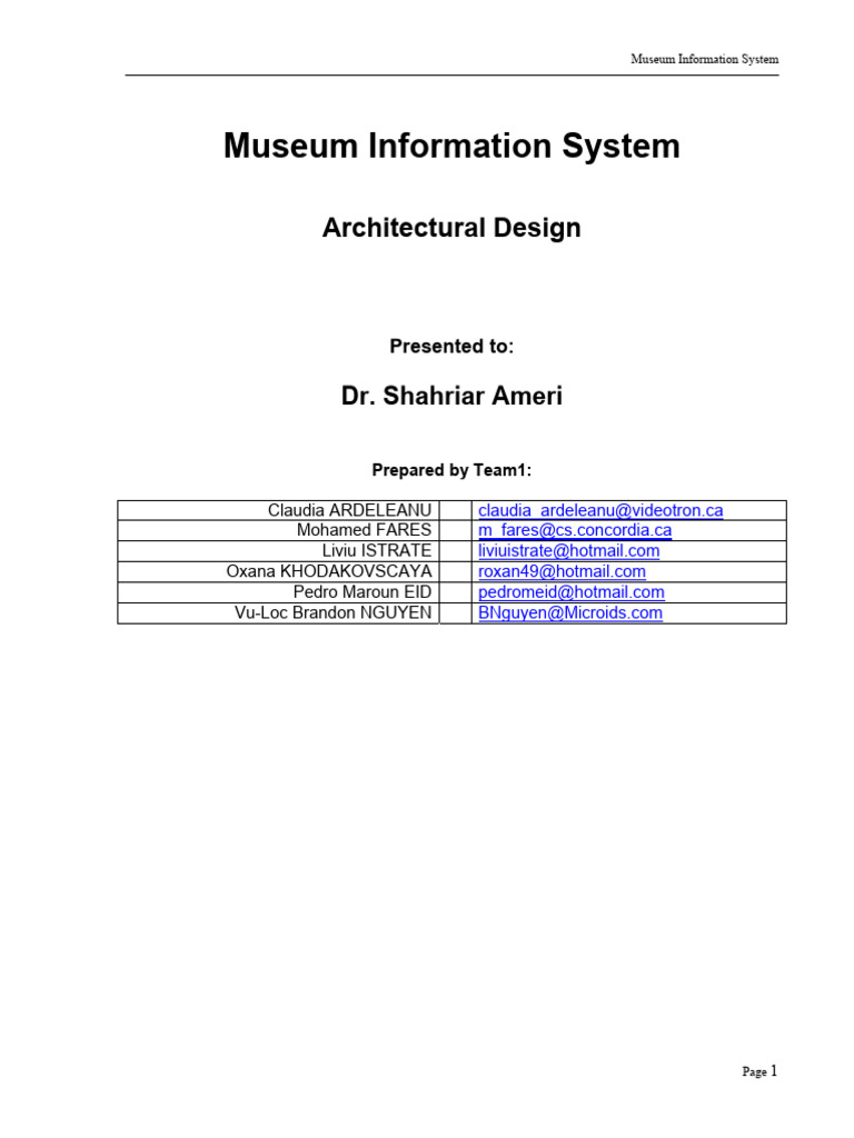 Museum Information System: Architectural Design | PDF