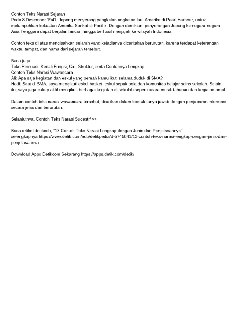 Contoh Teks Narasi Sejarah | PDF