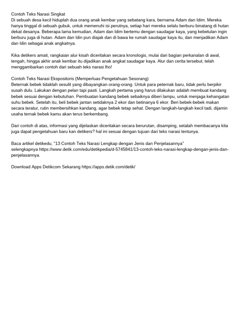 Contoh Teks Narasi Singkat | PDF
