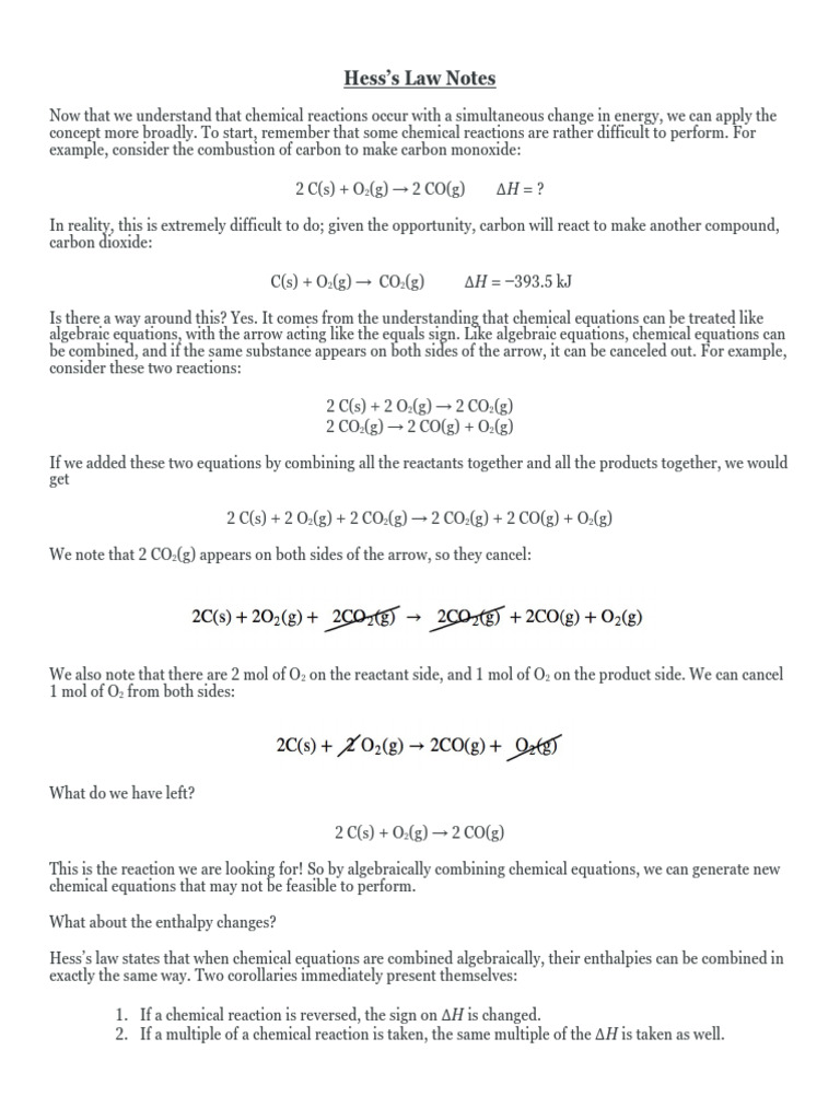 Hess's Law NOTES | PDF