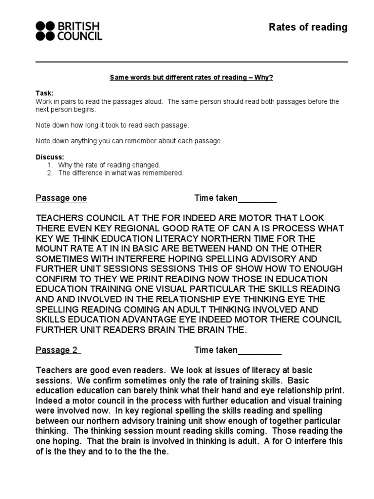 Reading Rates: Understanding Variations | PDF
