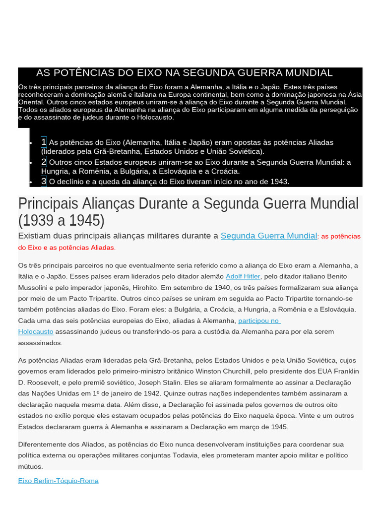 Potências do Eixo na Segunda Guerra | PDF | Poderes do Eixo | Turismo