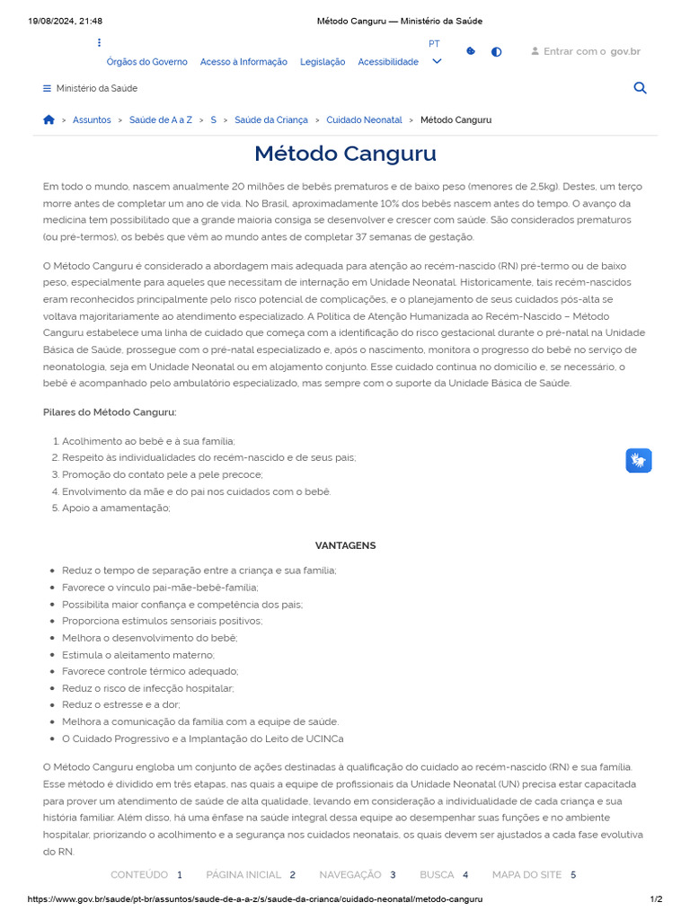 Método Canguru - Ministério Da Saúde | PDF