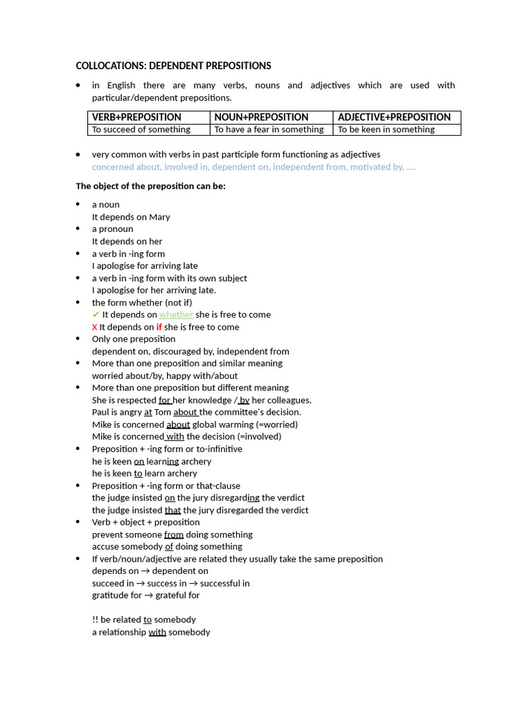 COLLOCATIONS Preps. | PDF