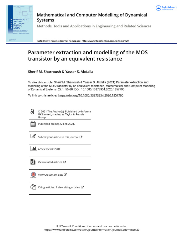 Parameter Extraction And Modelling Of The Mos Transistor By An