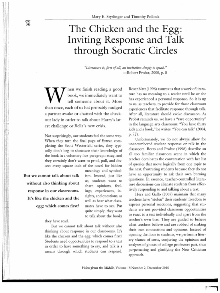 Styslinger of The Chicken and The Egg | PDF