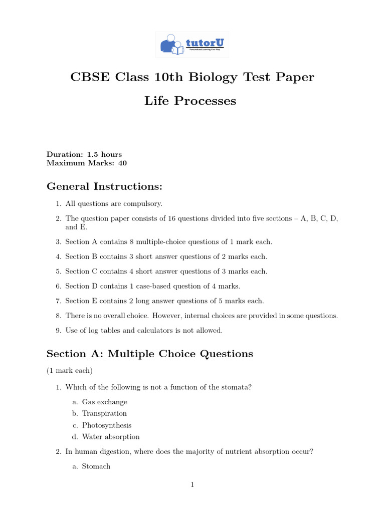CBSE 10th Biology-Chapter 1 | PDF