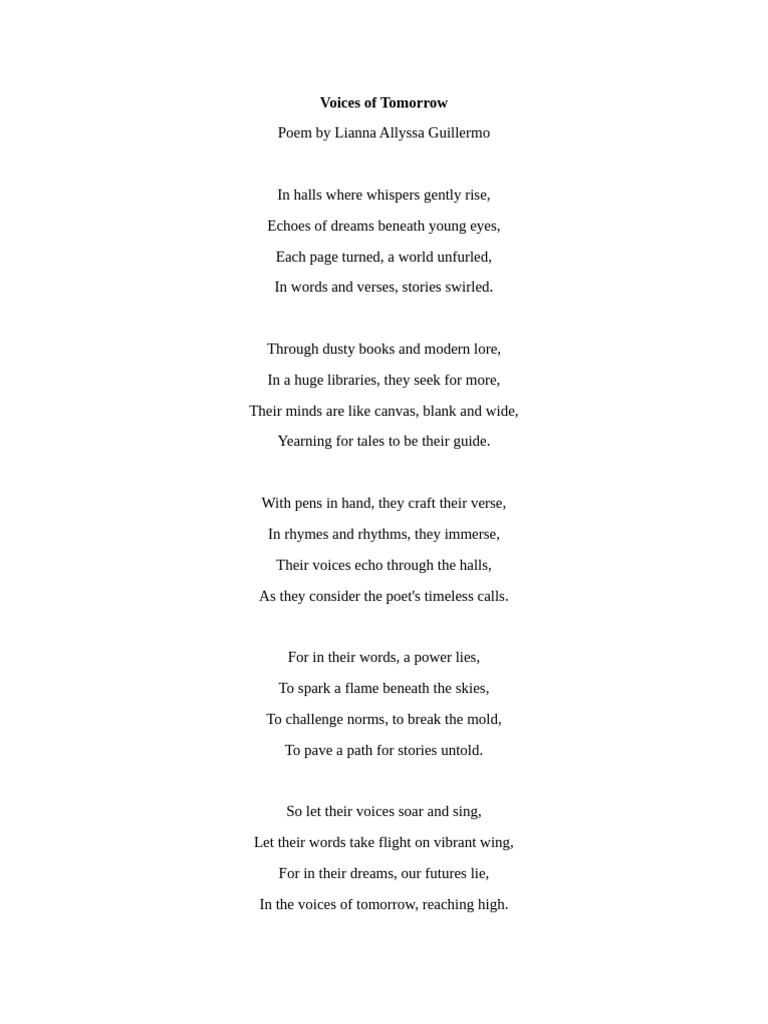 Voices of Tomorrow_lianna Guillermo | PDF