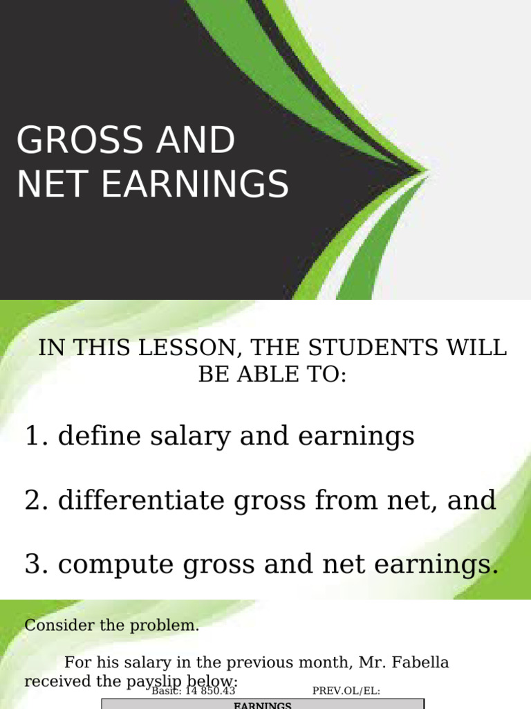Grossand Net Earnings Monday | PDF