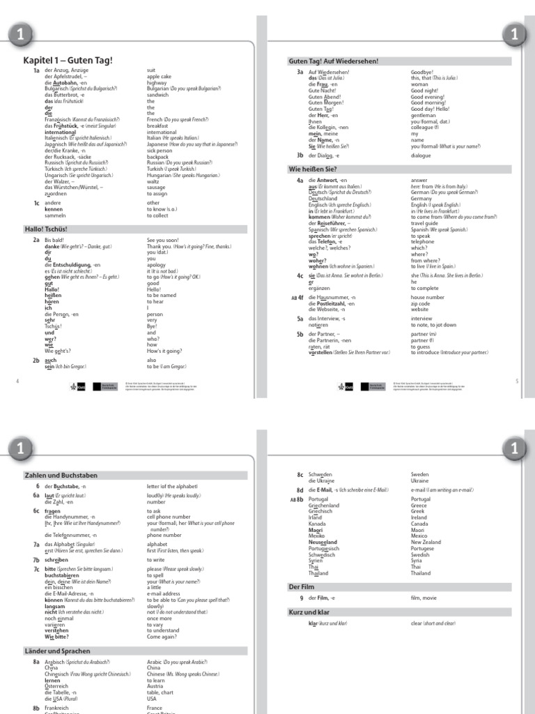 German A1 Glossary | PDF | Foreign Language Studies | Art