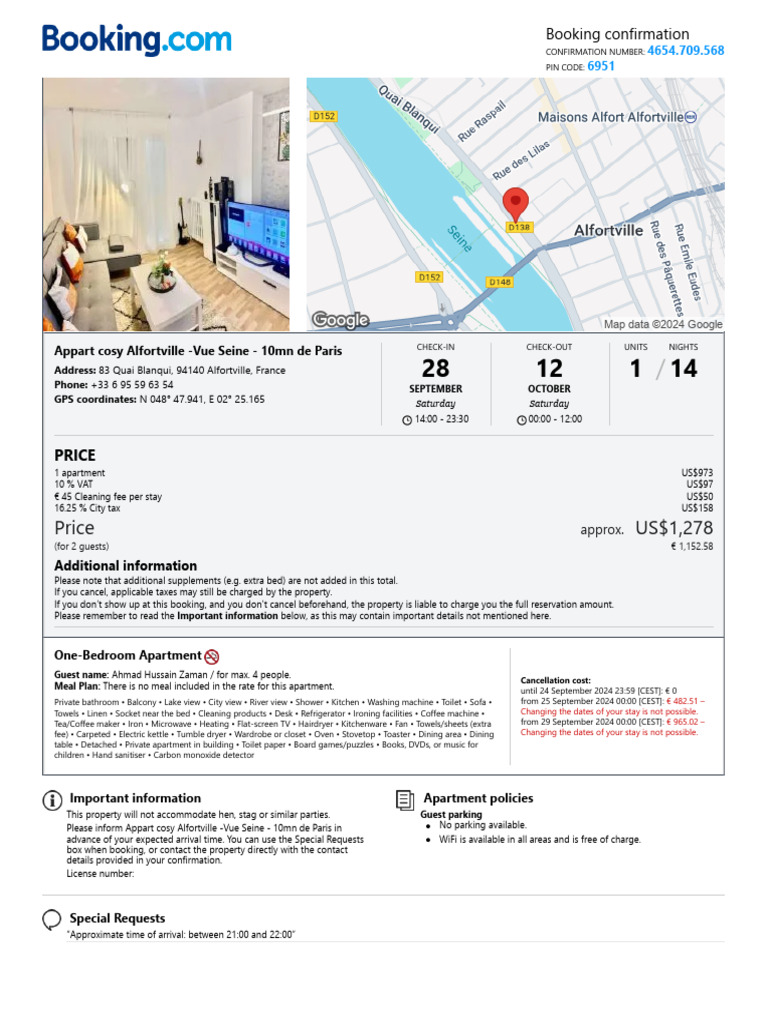 Booking.com_ Confirmation | PDF