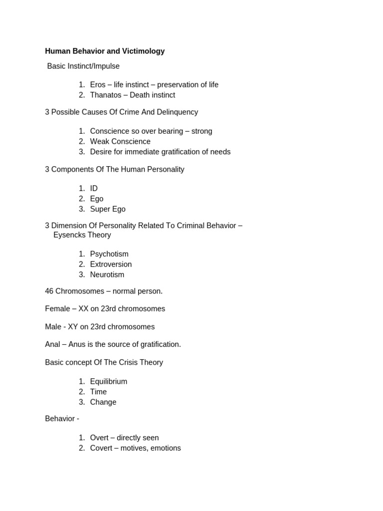 Criminology 3 Human Behavior and Victimology | PDF