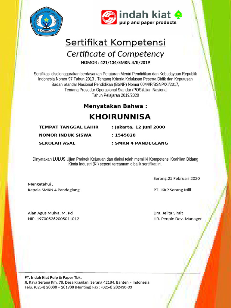Sertifikat Kompetensi | PDF