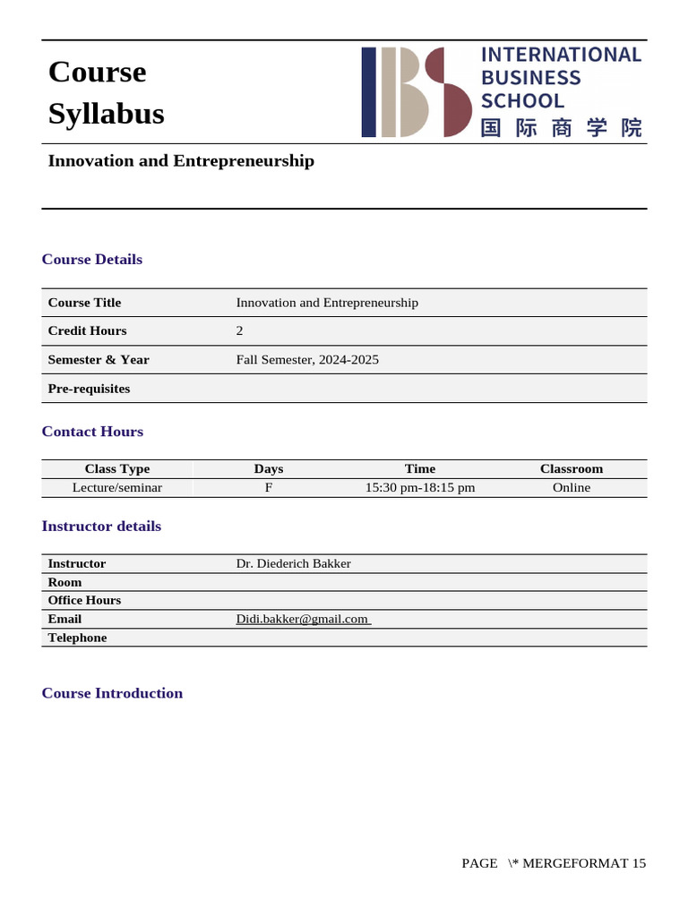 1 - Syllabus - Innovation and Entrepreneurship Autumn | PDF ... 1 - Syllabus - Innovation and Entrepreneurship Autumn | PDF ...