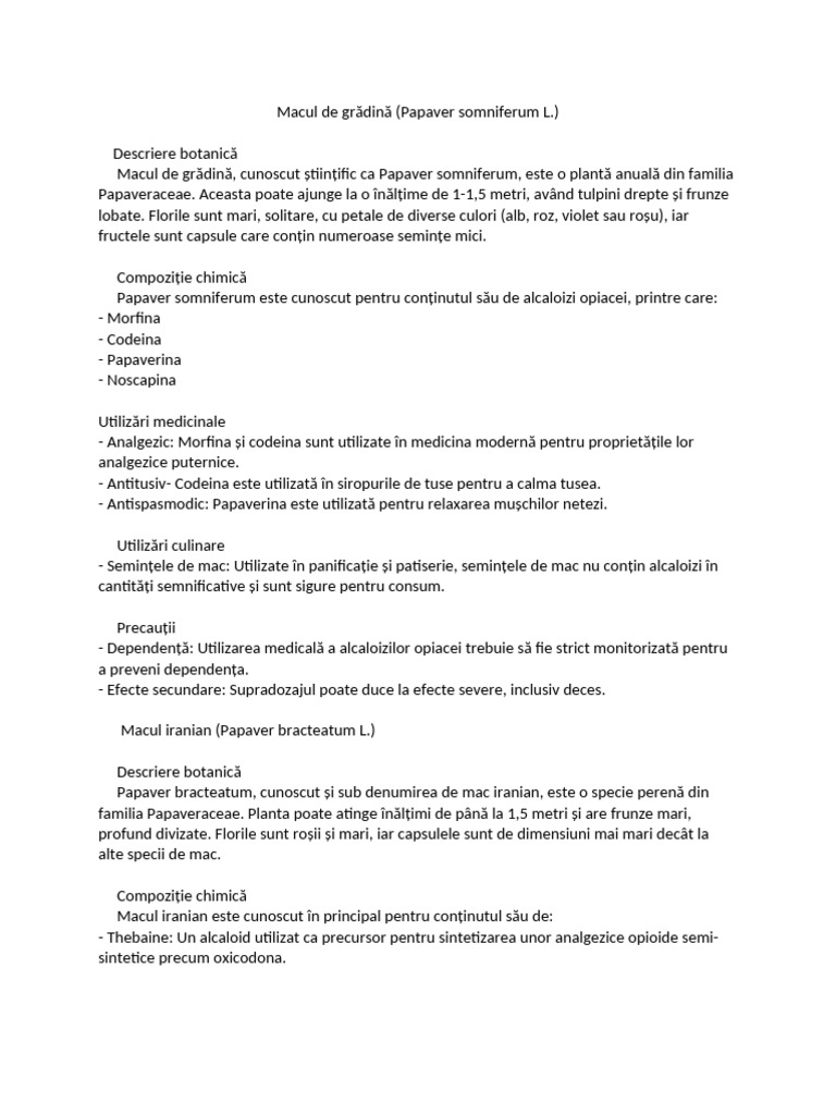 Macul de grădină | PDF