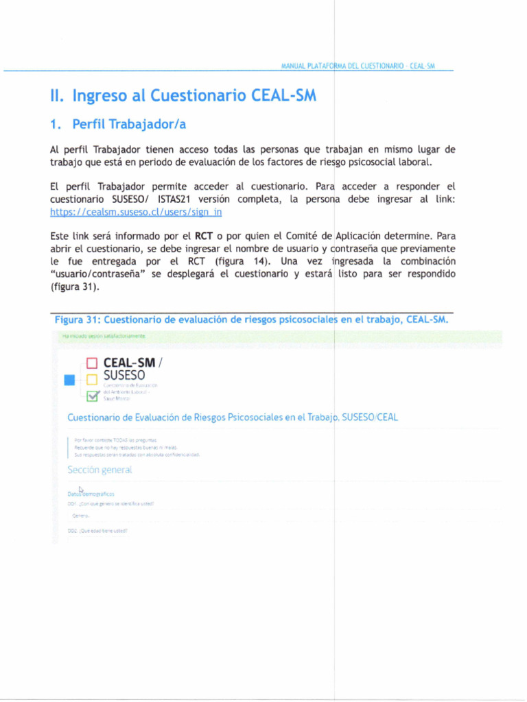 Manual Ingreso Cuestionario CEAL Suseso - Trabajadores | PDF