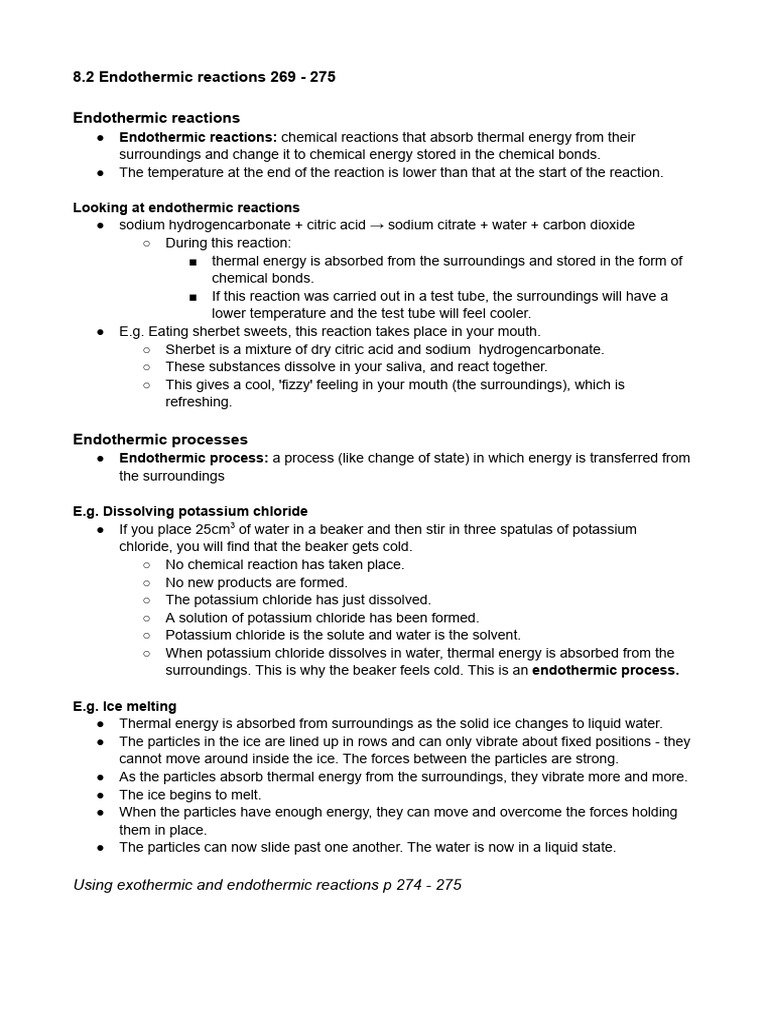 8.2 Endothermic Reactions | PDF
