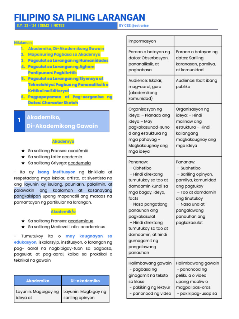 Filipino sa Piling Larangan | PDF
