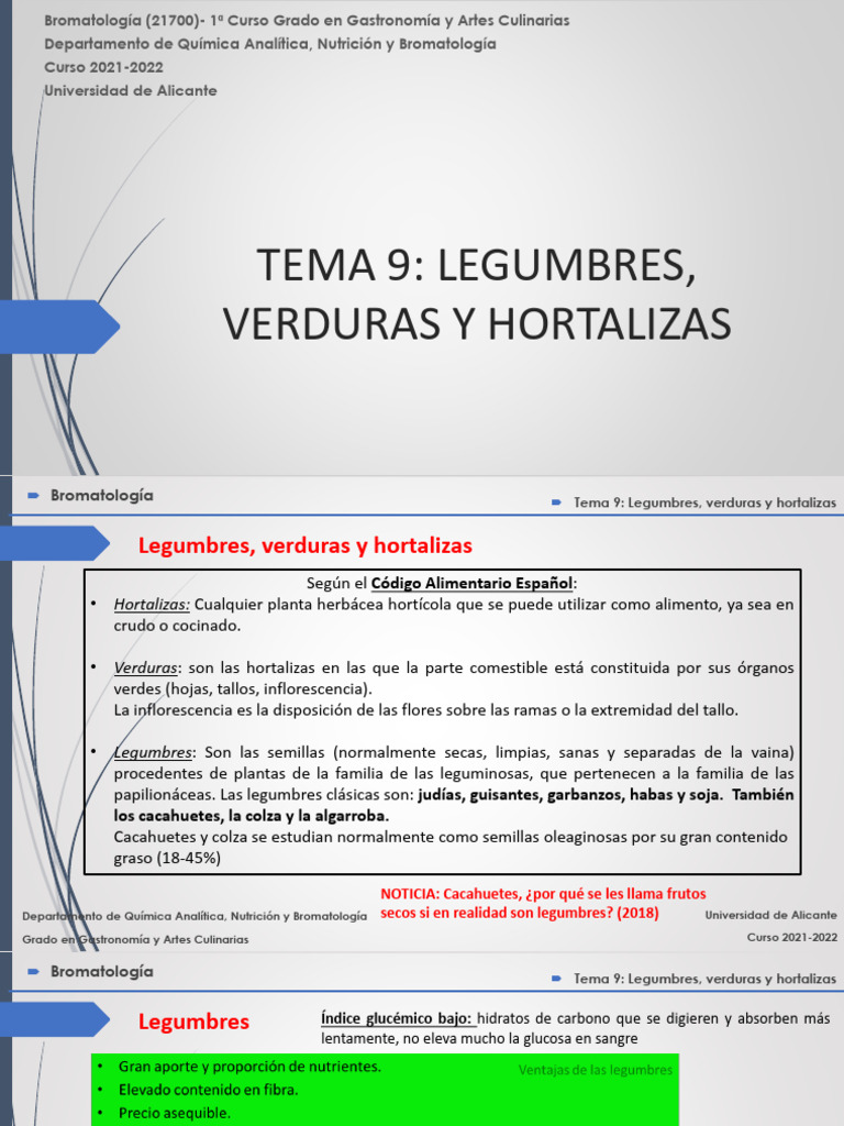 Tema 9 Legumbre Verduras Y Hortalizas Pdf