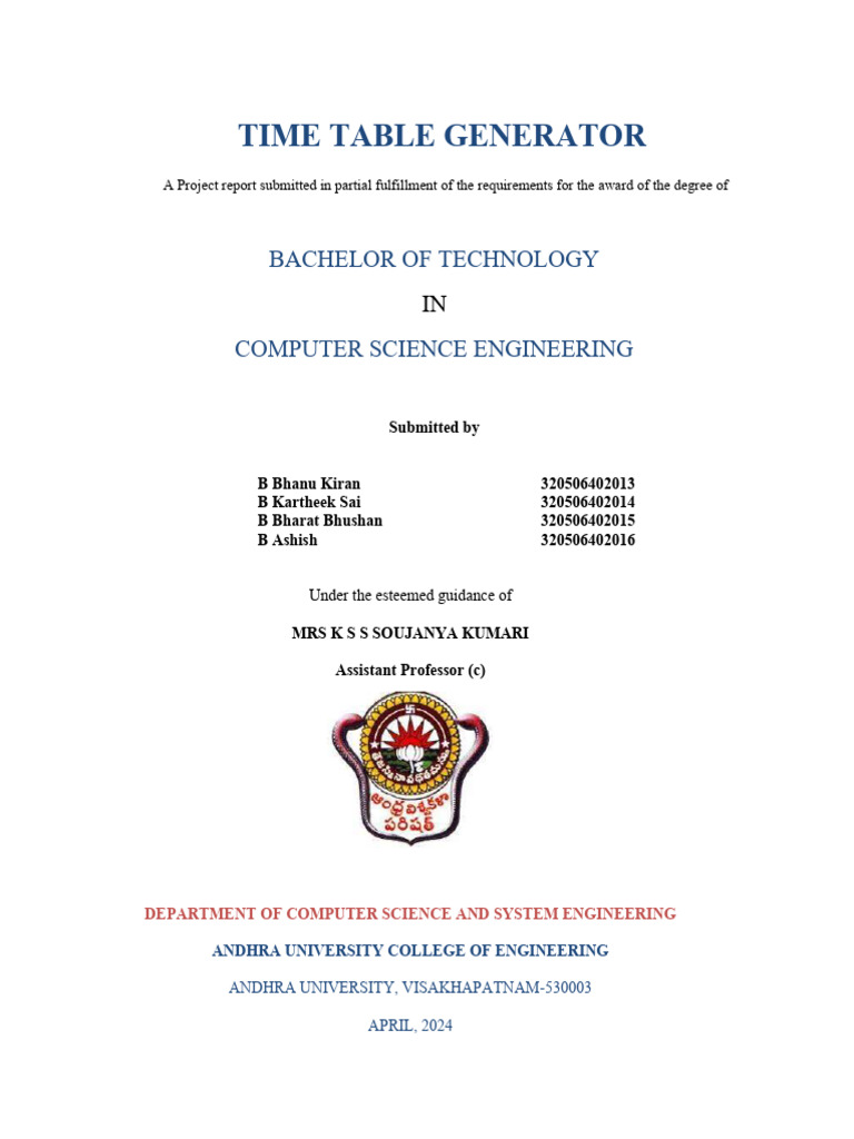 Time Table Documentation | PDF