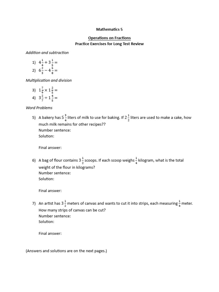 Math 5 Long Test Reviewer | PDF