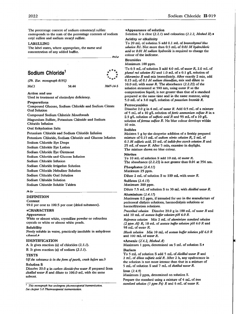 Sodium Chlorid bp2022 | PDF
