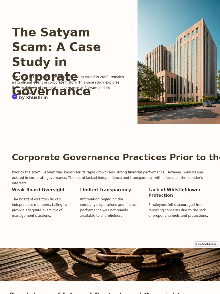 The Satyam Scam A Case Study in Corporate Governance | PDF
