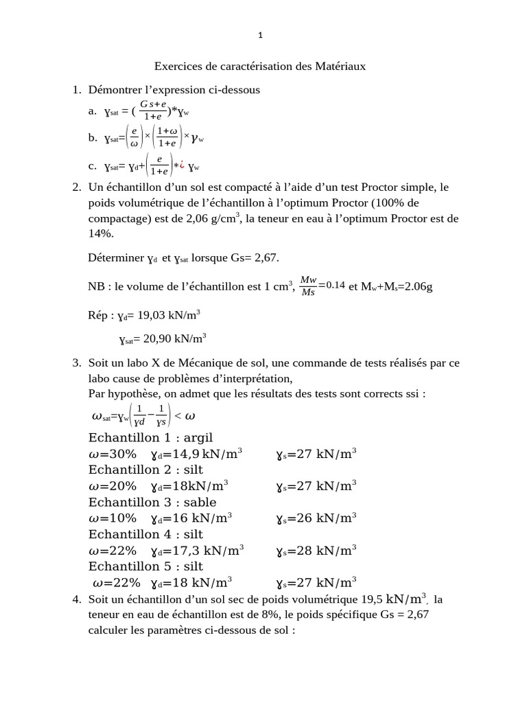 Exercices de caractérisation des Matériaux | PDF Exercices de caractérisation des Matériaux | PDF