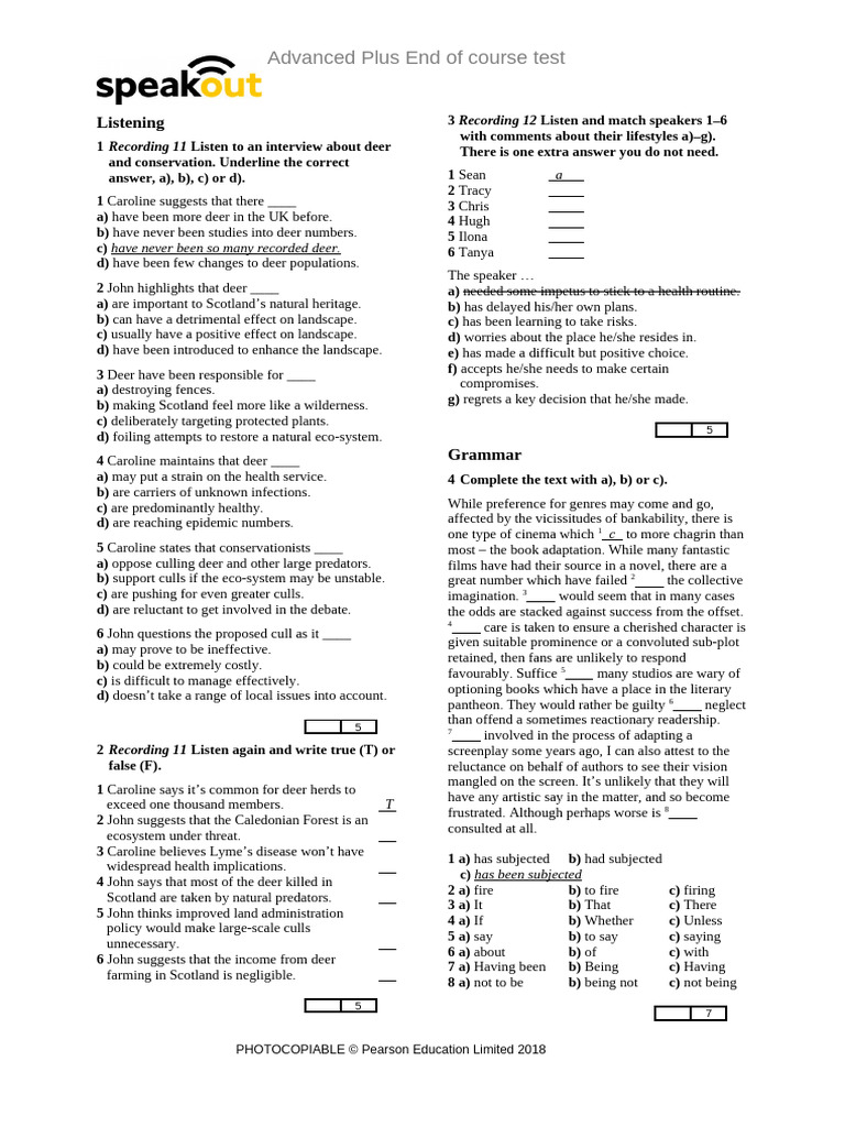 End of Course Test | PDF