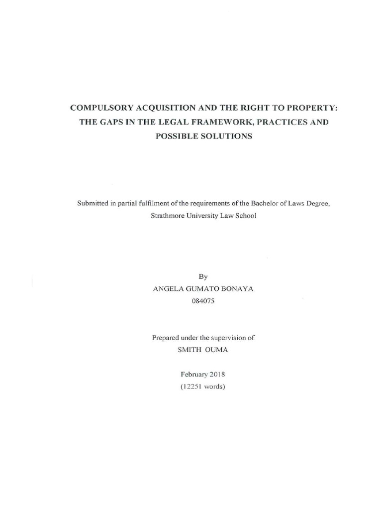 Compulsory Acquisition and The Right To Property - The Gaps in The ... Compulsory Acquisition and The Right To Property - The Gaps in The ...