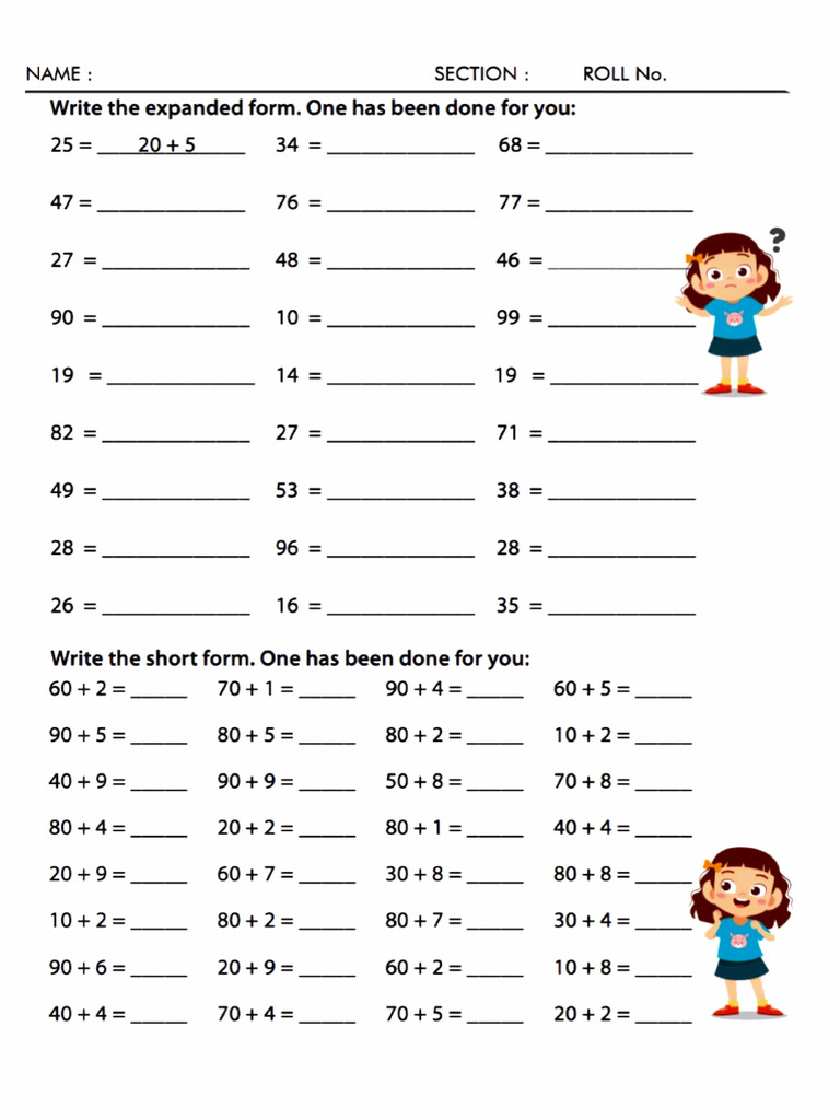 Class 1 Maths Worksheet | PDF