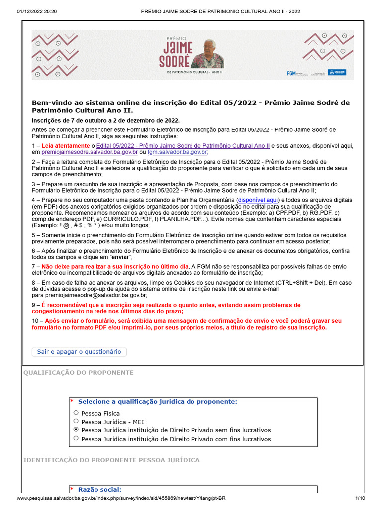 Prêmio Jaime Sodré de Patrimônio Cultural Ano II - 2022 | PDF