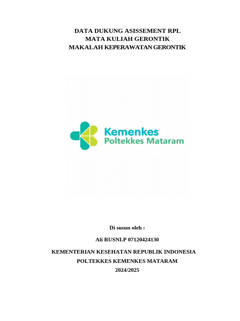 MK Gerontik Makalah Pengkajian Gerontik | PDF