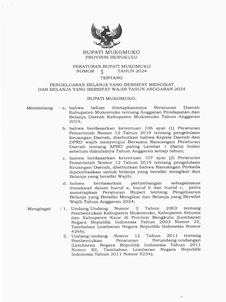 Perbup No 1 Tahun 2024 | PDF