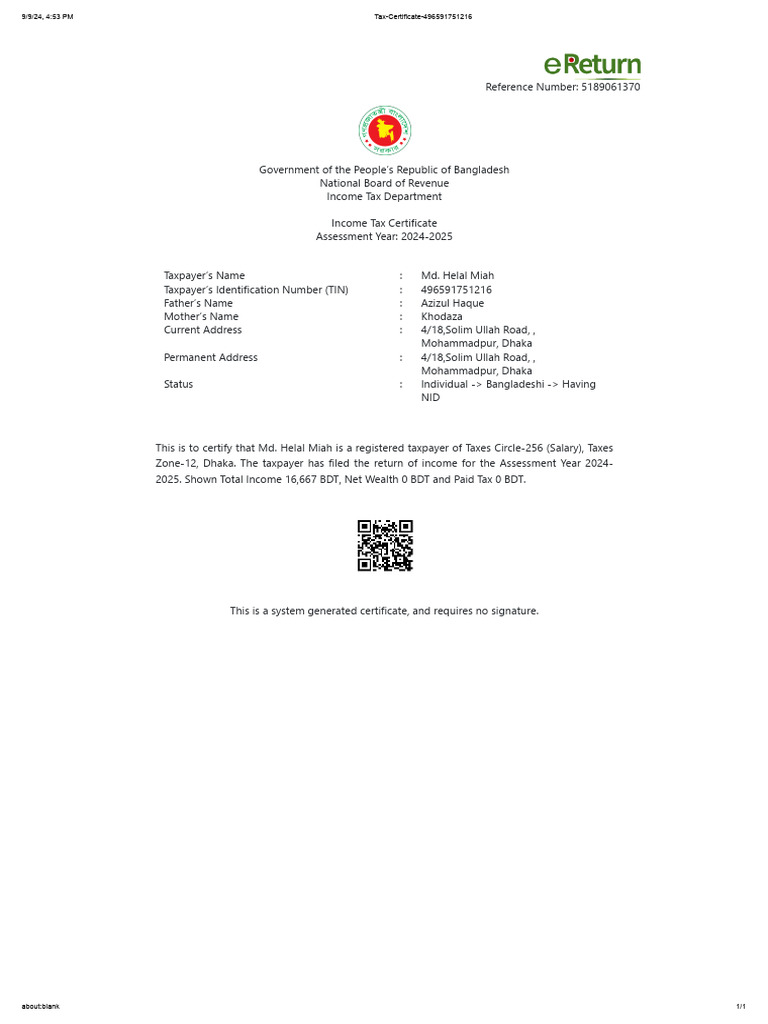 Tax Certificate 49659175121655 Pdf