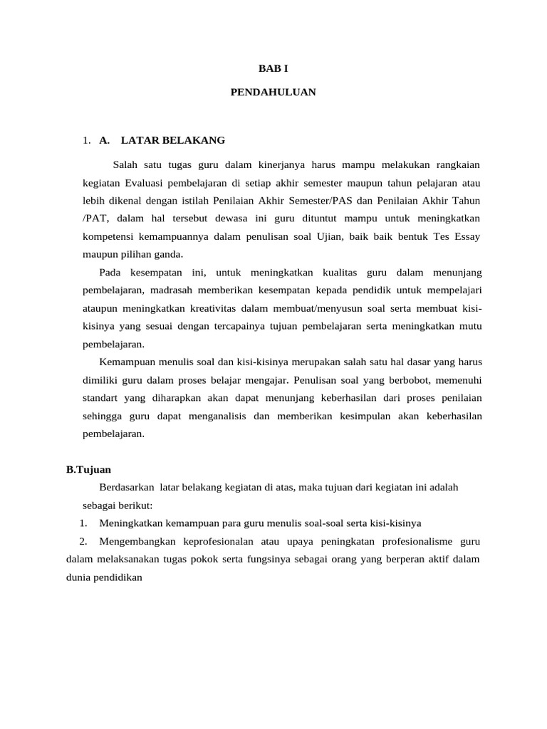 Program Workshop Penulisan Soal Dan Kisi-Kisi | PDF