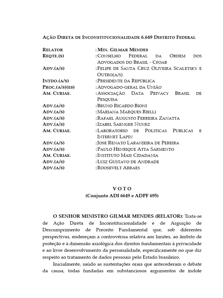 Voto Adi 6649 e Adpf 695 1 | PDF