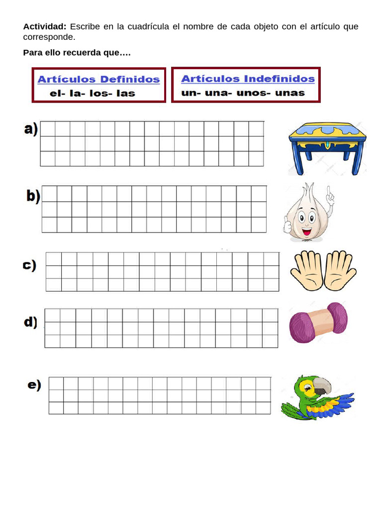 Guía 1 Artículos Definidos e Indefinidos | PDF