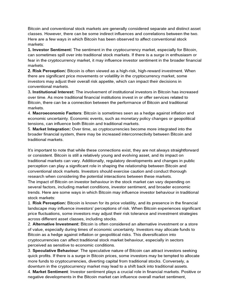 Bitcoin Impact On Stock Market | PDF