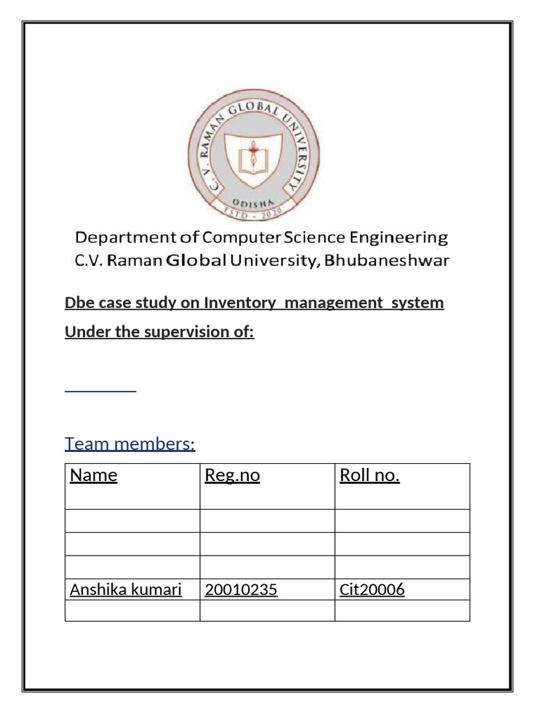 Dbe Case Study On Inventory Management System Pdf