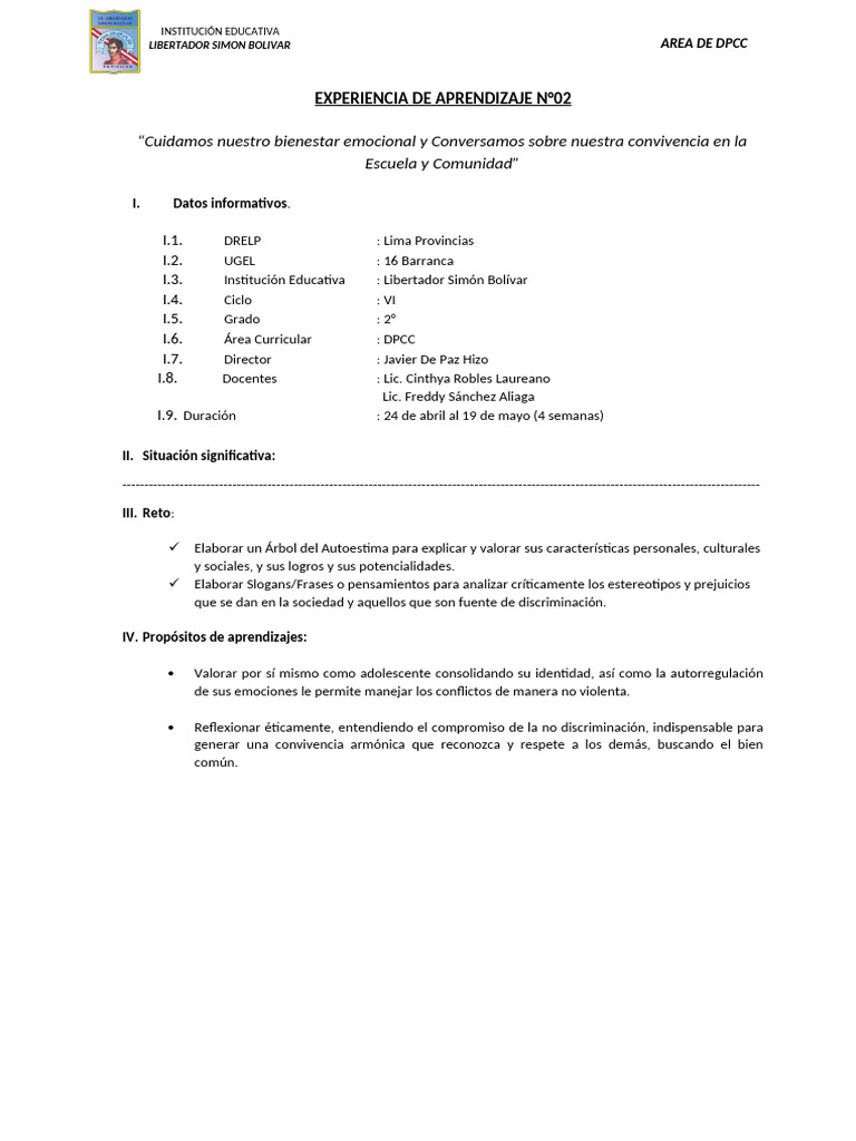 Experiencia - 02 - 2° DPCC | PDF