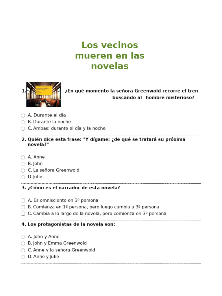 Quiz - Los Vecinos Mueren en Las Novelas | PDF